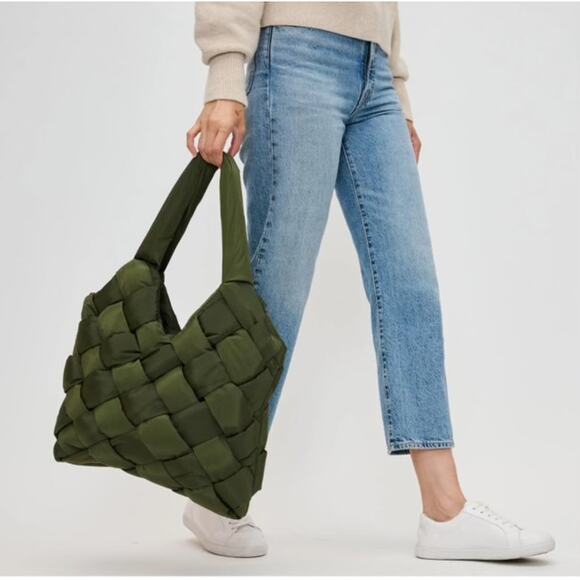 Sol And Selene | Bags | Sol And Selene Illuminate Tote Dark Green Woven ...